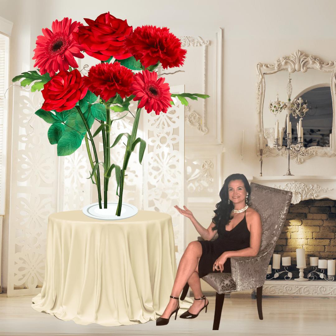 All Red Passion Tall Table Centerpiece – Red Rose, Red Gerbera, and Red ...